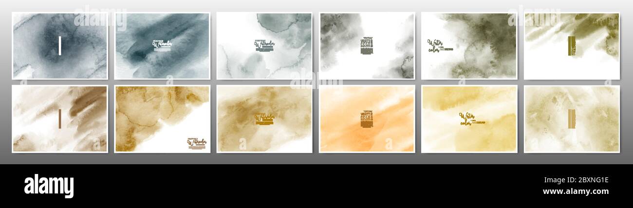 Set of earth tone watercolor background. Stain artistic hand-painted ...