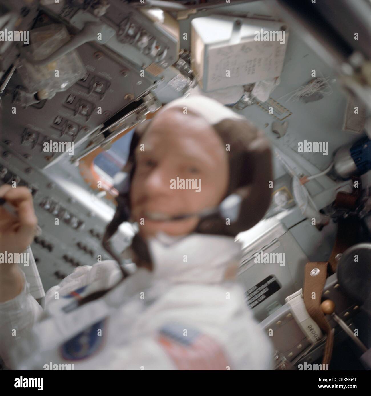 AS09-23-3595 - Apollo 9 - Apollo 9 Mission image - Schweickart in CM ...