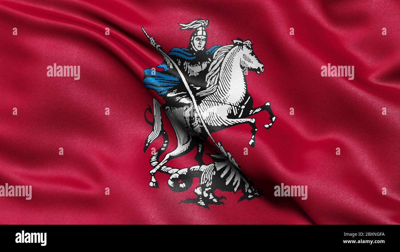 Flag of Moscow waving in the wind. 3D illustration Stock Photo - Alamy