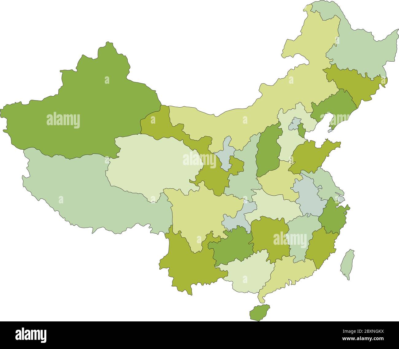 Highly detailed editable political map with separated layers. China ...