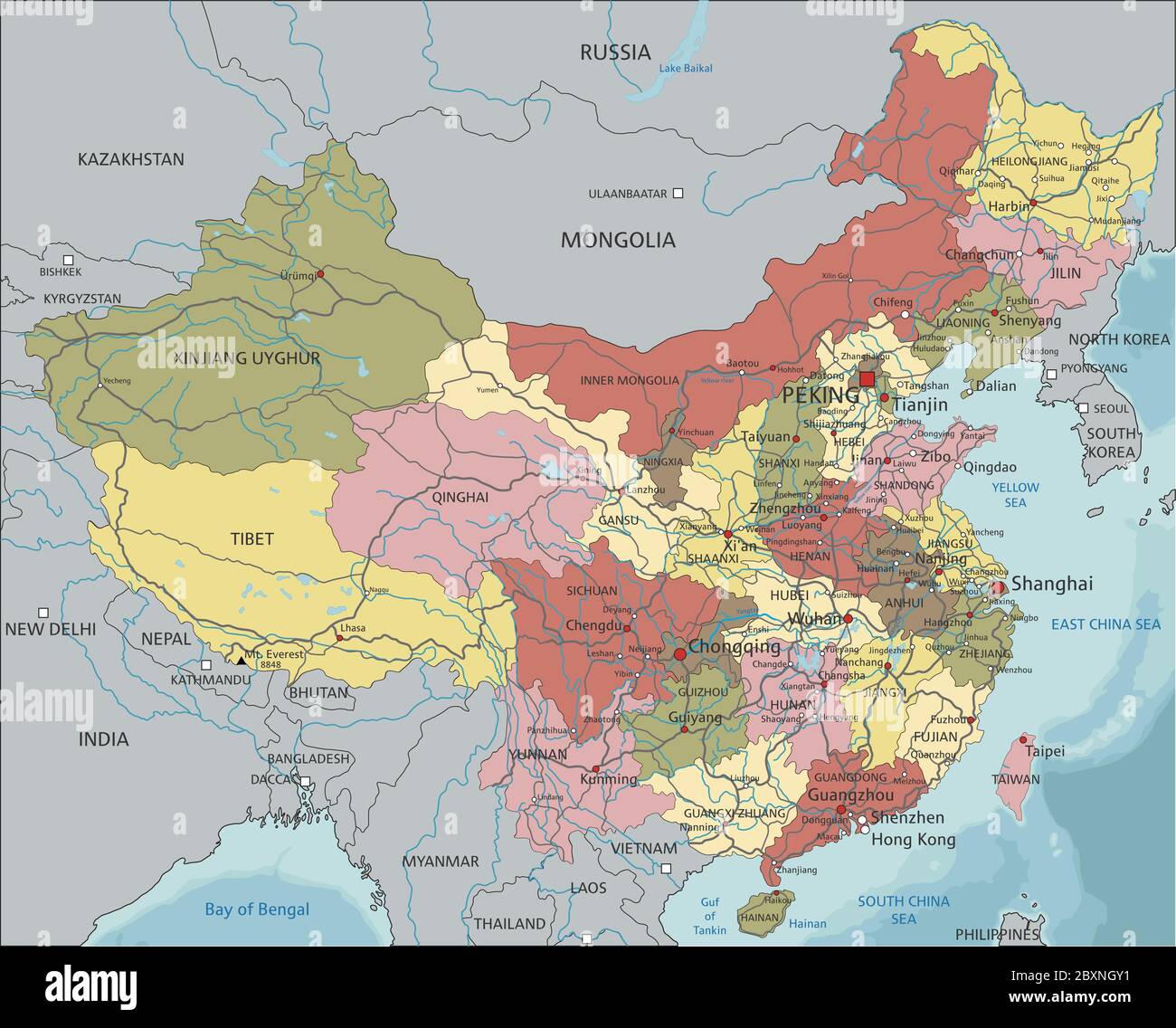 China political map hi-res stock photography and images - Alamy