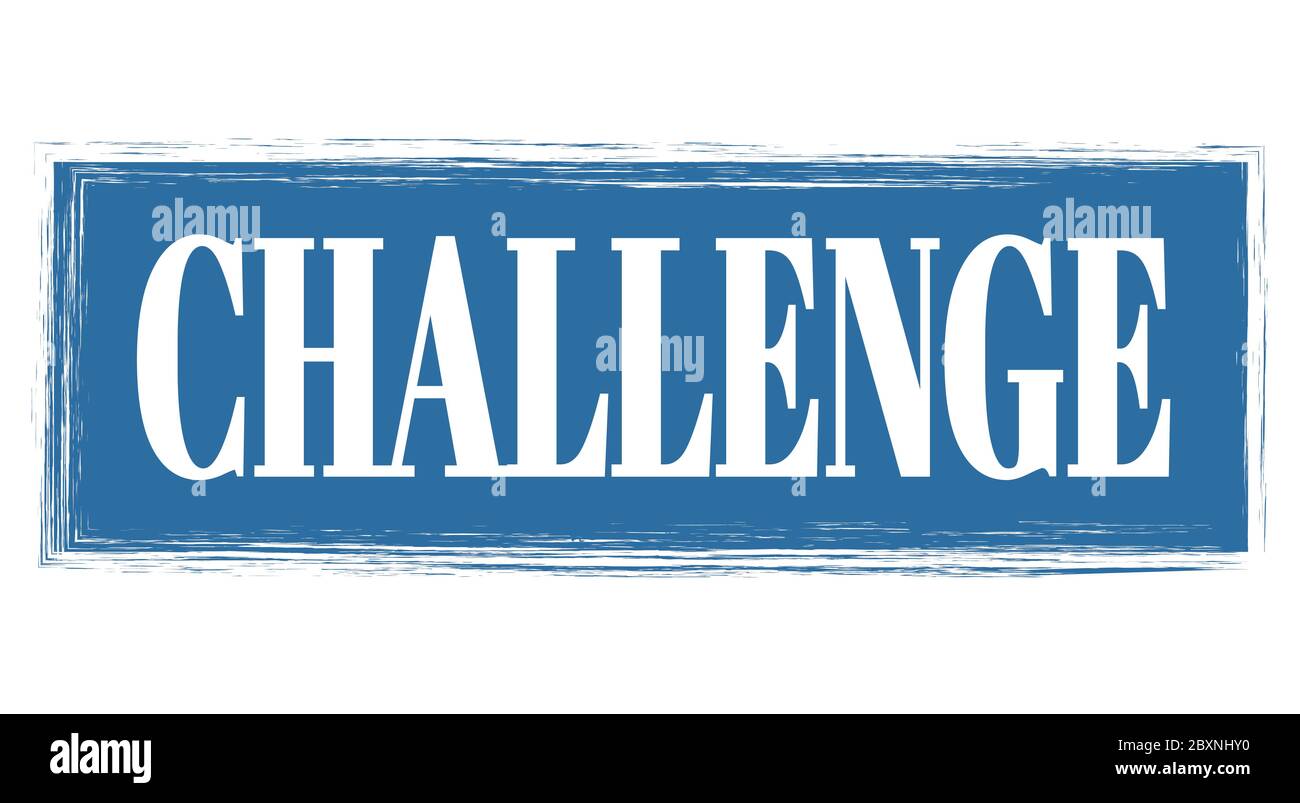 CHALLENGE blue rectangle stamp Stock Photo - Alamy