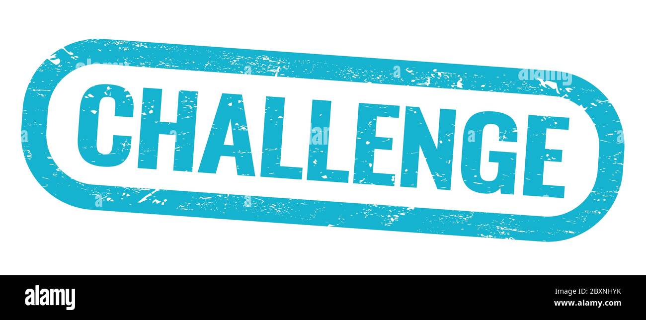 CHALLENGE blue grungy stamp Stock Photo - Alamy