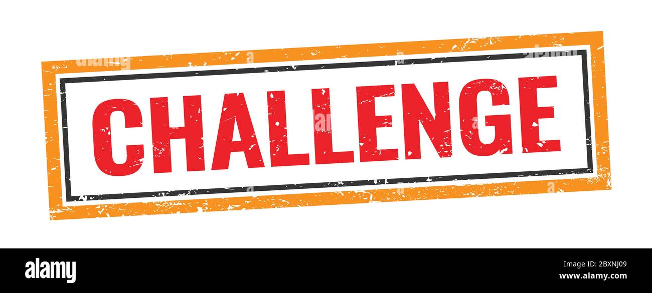 CHALLENGE red orange rectangle stamp Stock Photo - Alamy