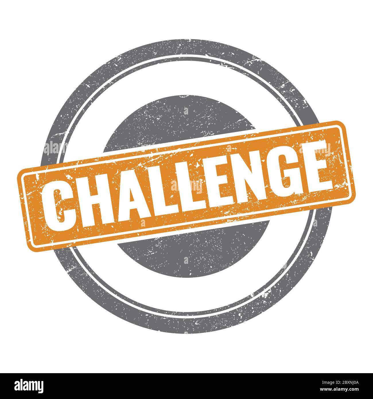 CHALLENGE black orange round stamp Stock Photo - Alamy