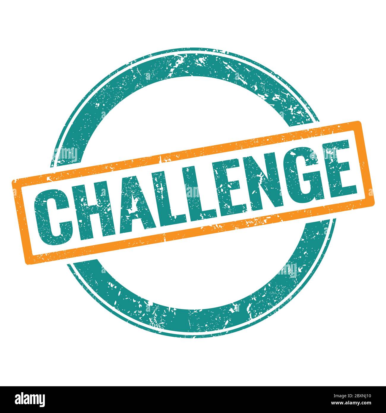 CHALLENGE orange blue stamp Stock Photo - Alamy