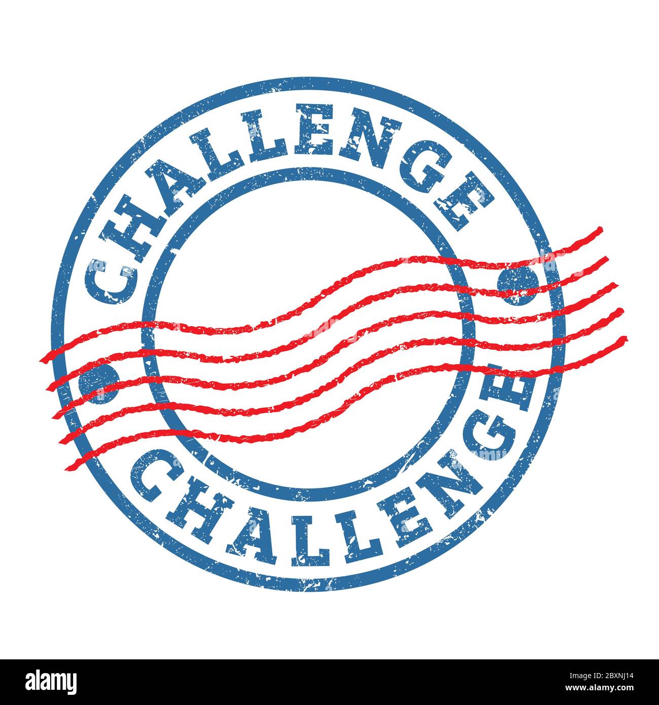 CHALLENGE blue red round stamp Stock Photo - Alamy