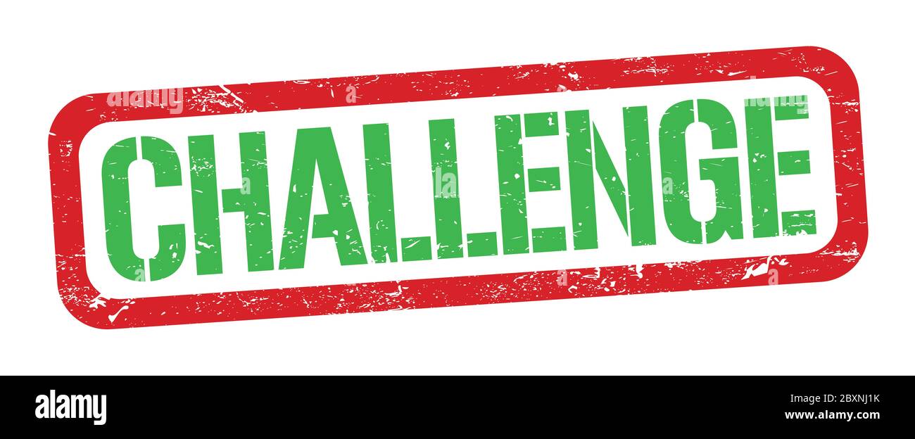 CHALLENGE green red rectangle stamp Stock Photo - Alamy
