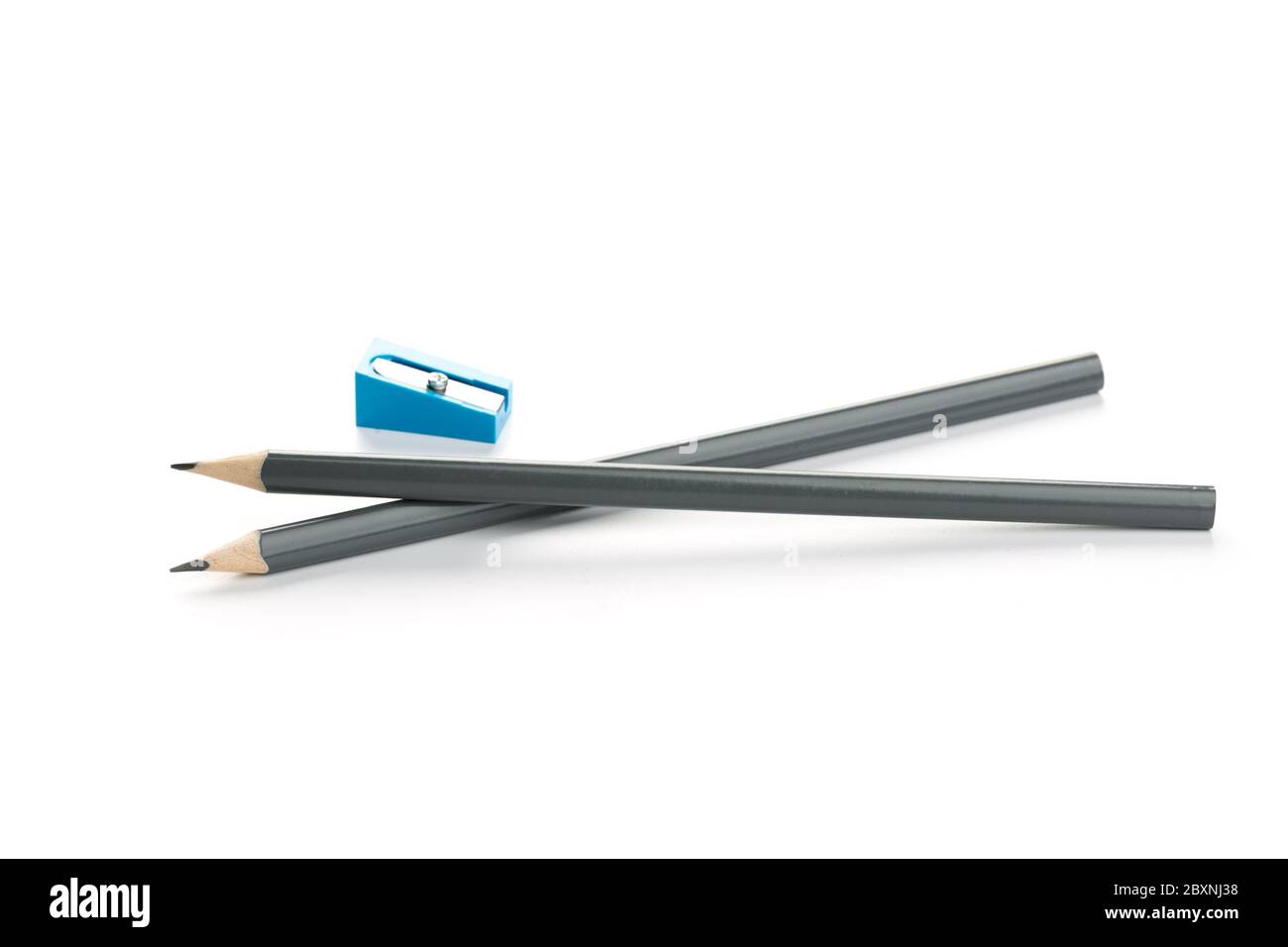 Two gray graphite pencil triangular shape isolated on white background ...