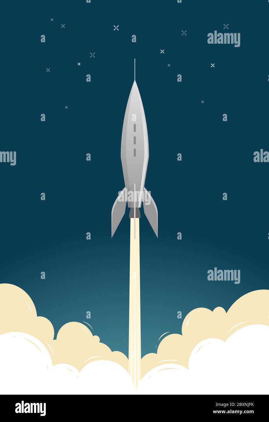Rocket launch. Spaceflight, spacecraft, spaceship vector illustration ...