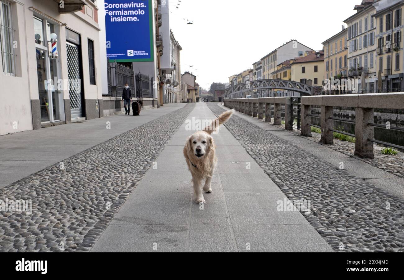 The desert city center with the Duomo's Cathedral during the lockdown ...