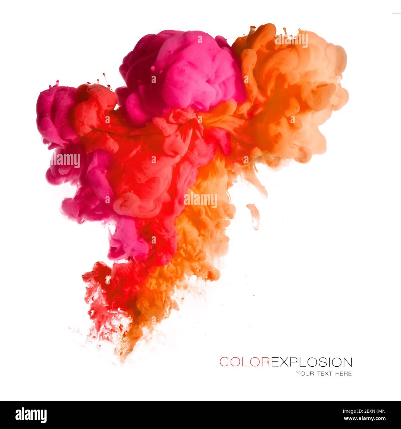 Closeup of a colorful acrylic ink in water isolated on white. Abstract ...