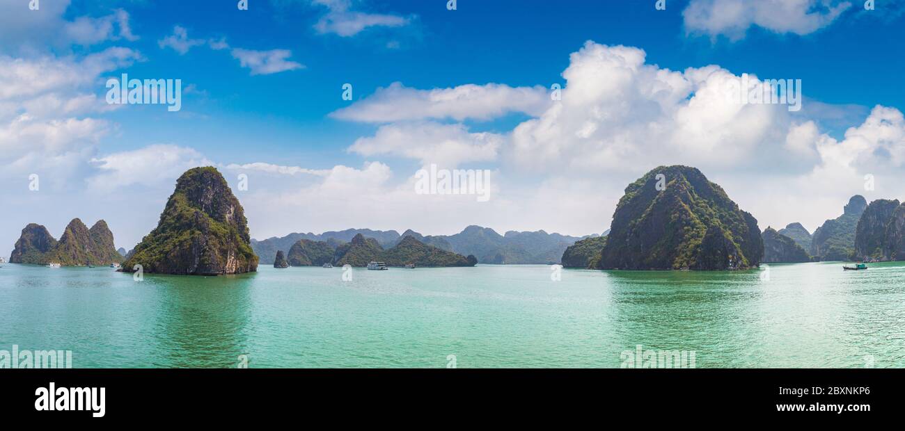 Panorama of World natural heritage Halon bay, Vietnam in a summer day ...