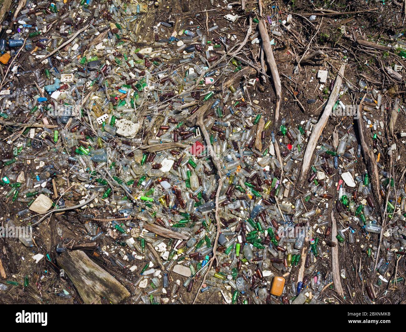 Plastic waste covering lake surface Stock Photo - Alamy