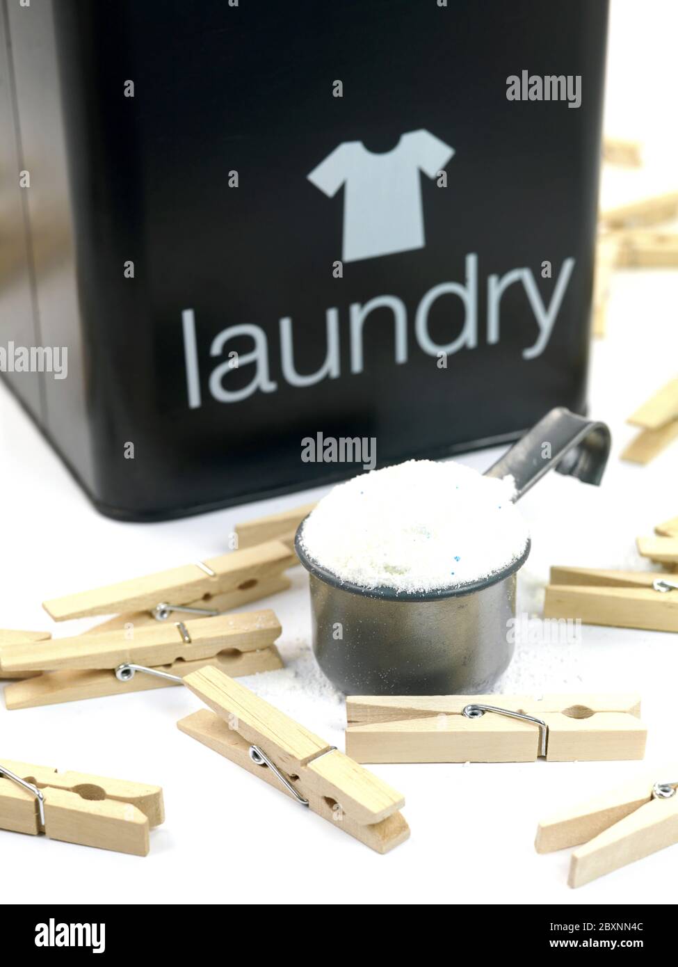 A laundry powder tin isolated against a white background Stock Photo ...