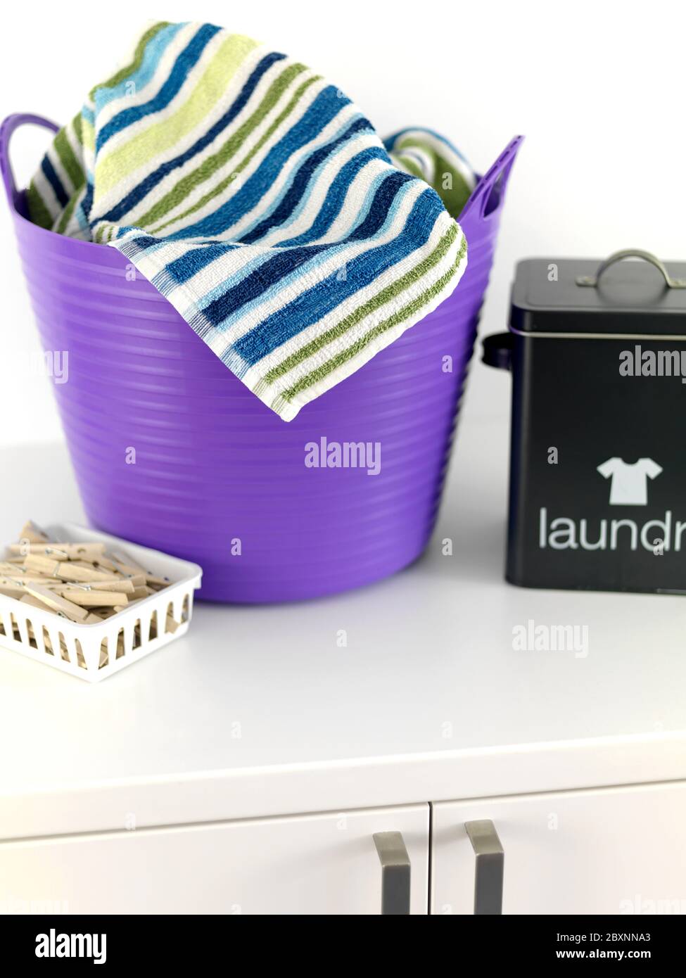 A laundry items isolated against a white background Stock Photo - Alamy