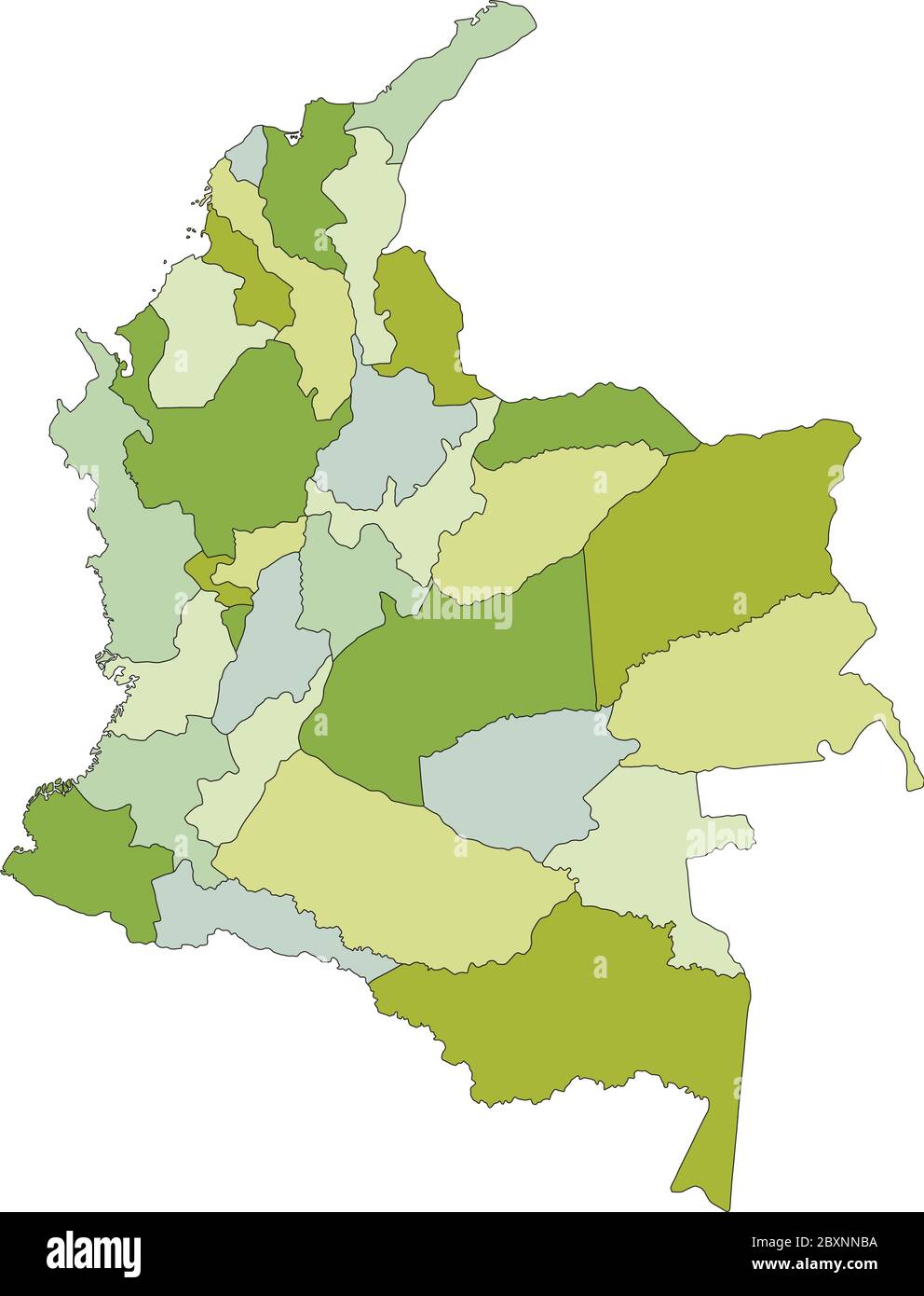 Highly detailed editable political map with separated layers. Colombia ...