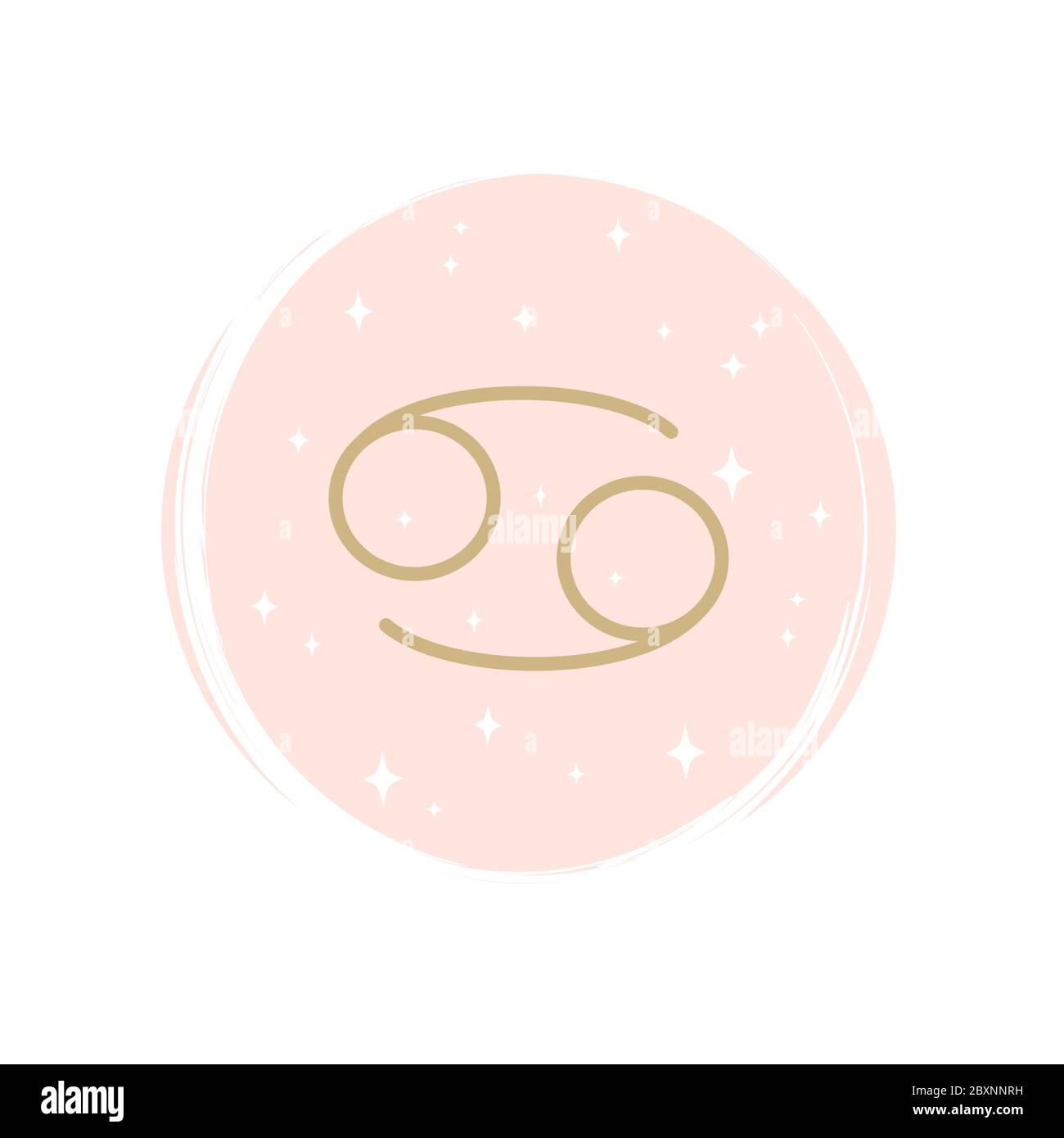 Cute zodiac cancer icon logo vector illustration on circle with brush ...