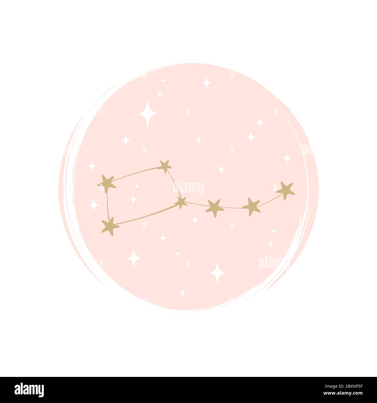 Cute constellation icon logo vector illustration on circle with brush ...
