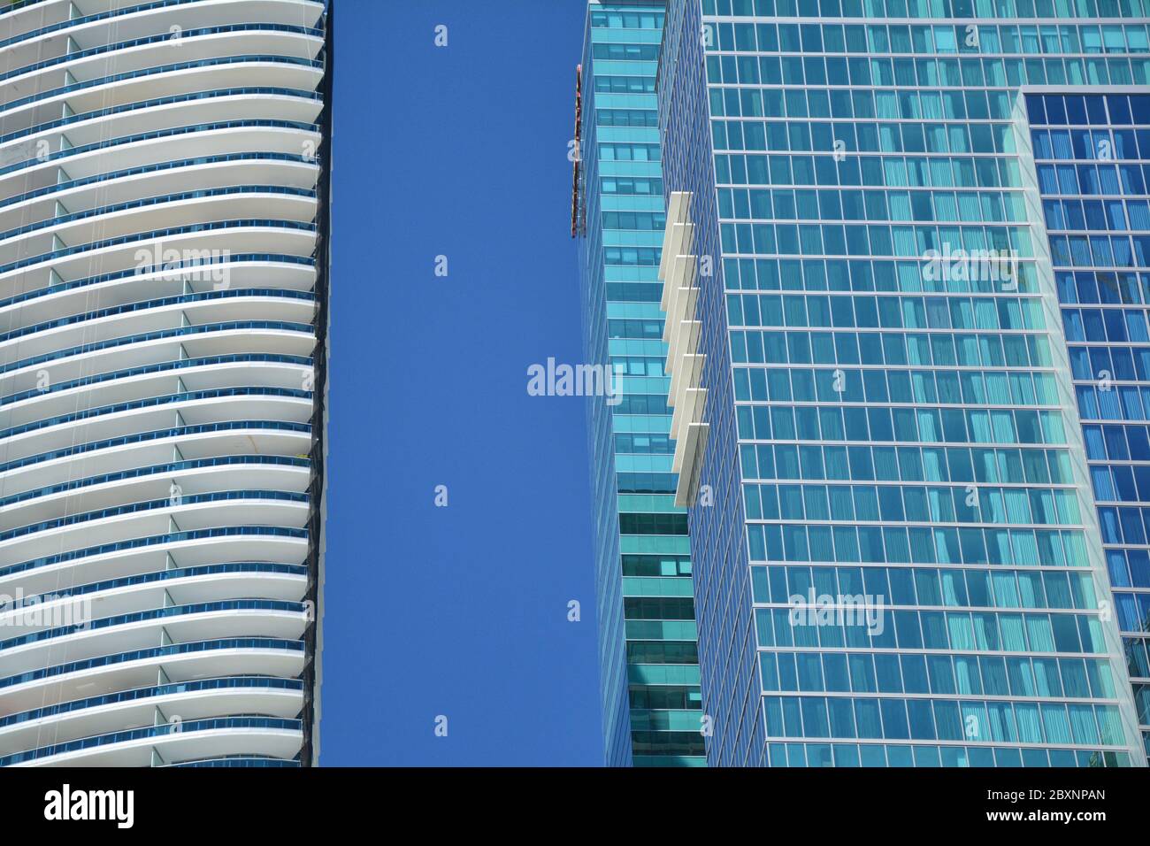 MIAMI, USA - MARCH 19, 2017 : Close up of Miami Downtown skyscraper ...