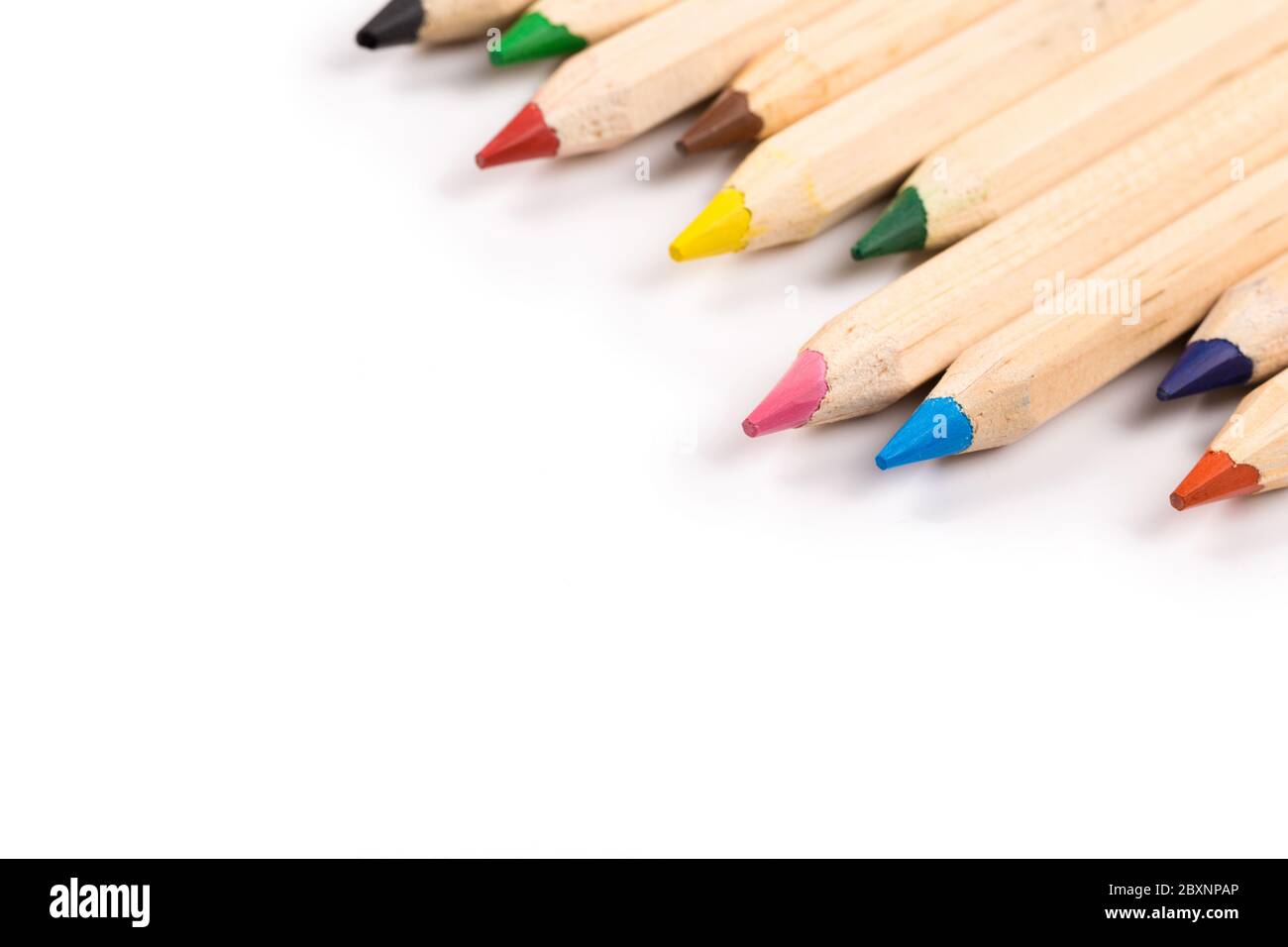 color wooden pencils isolated on white background. natural color. Art ...