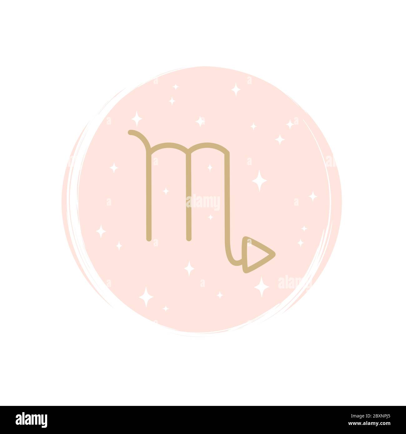 Cute zodiac scorpio icon logo vector illustration on circle with brush ...
