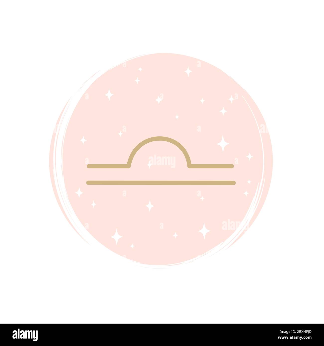 Cute zodiac libra icon logo vector illustration on circle with brush ...