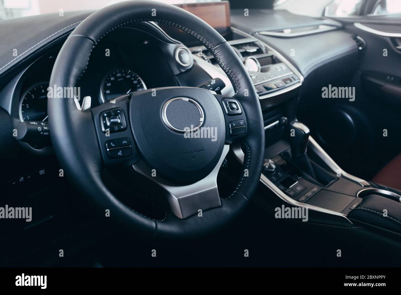 Modern Luxury car inside. Interior of prestige modern car. Modern car ...