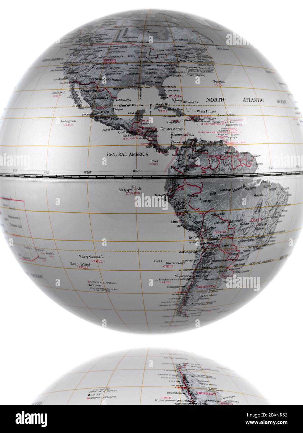A world globe isolated aqainst a white background Stock Photo - Alamy