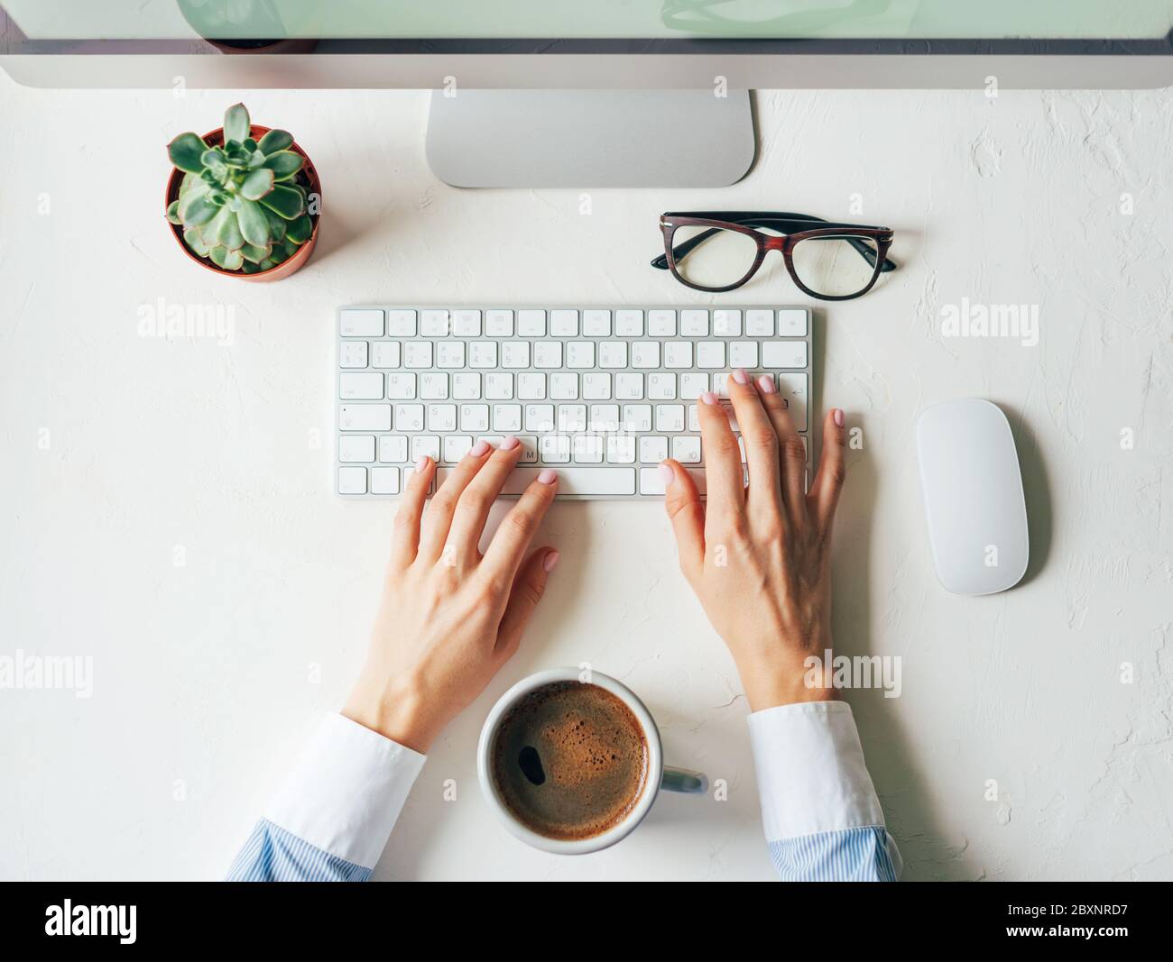 Hand laptop keyboard from above hi-res stock photography and images - Alamy