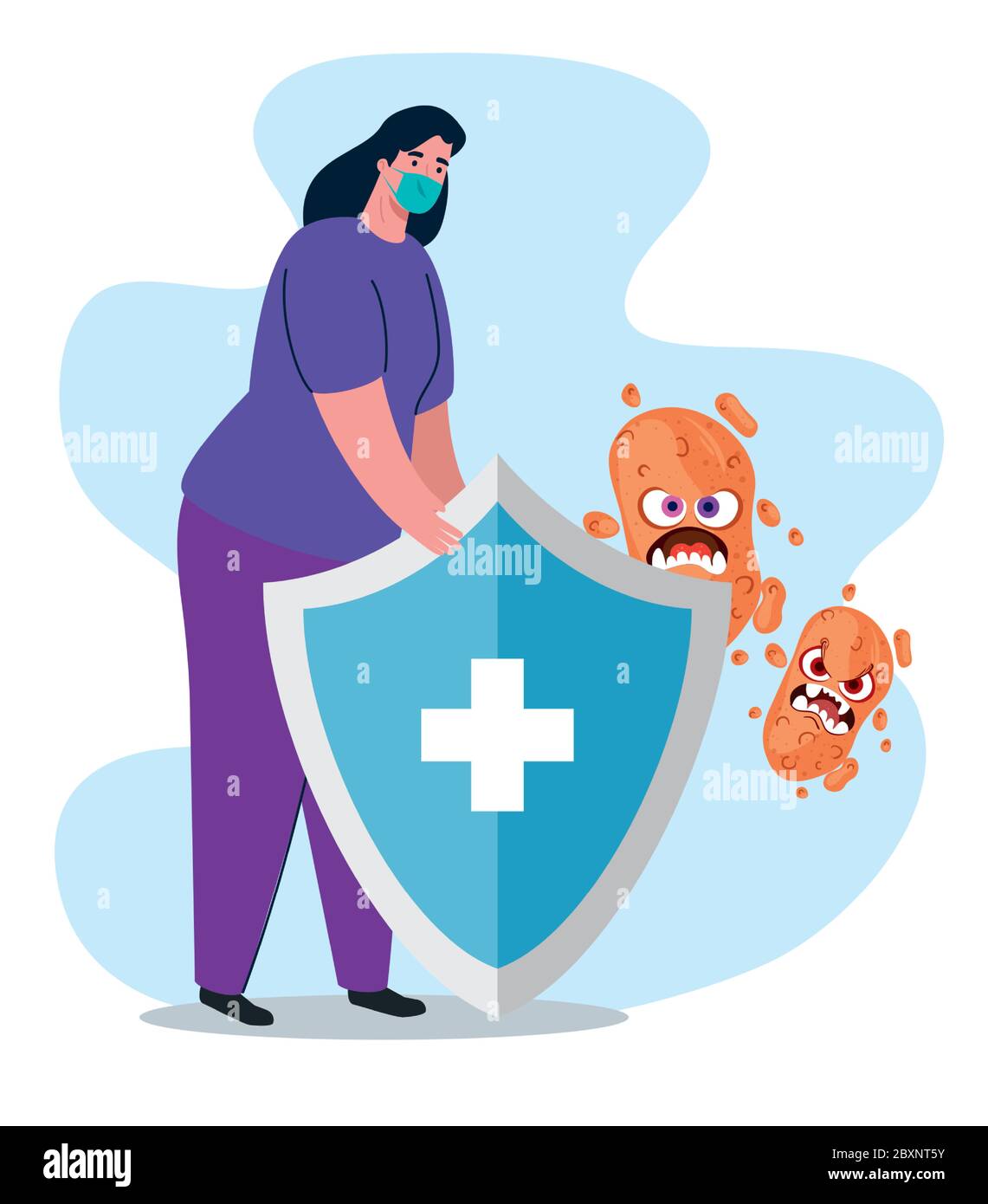 fight against coronavirus, woman wearing medical mask, emoji covid 19 ...