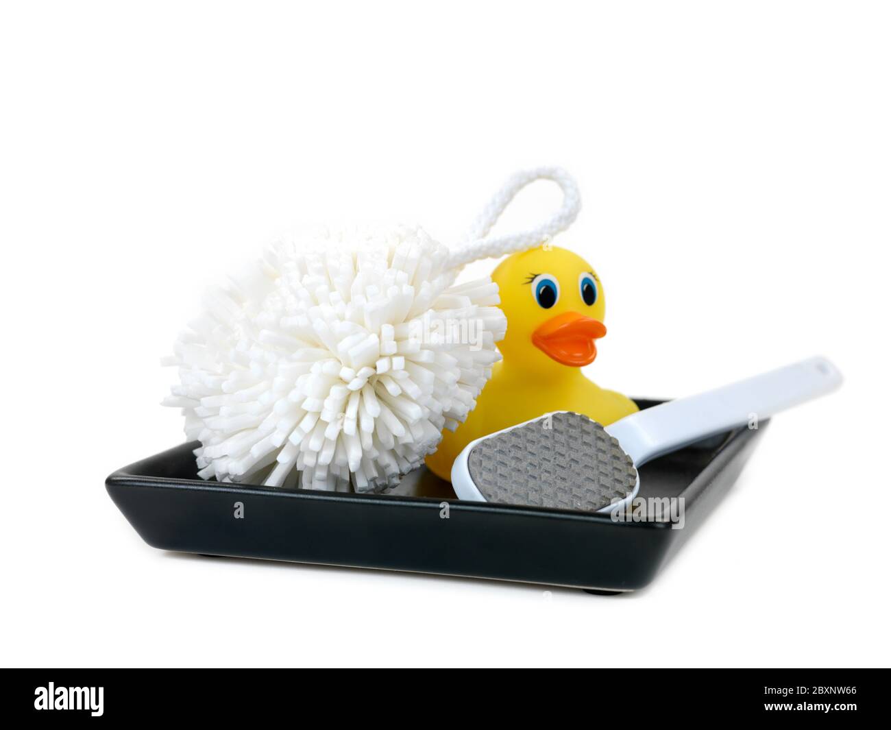 Bathing items isolated against a white background Stock Photo - Alamy