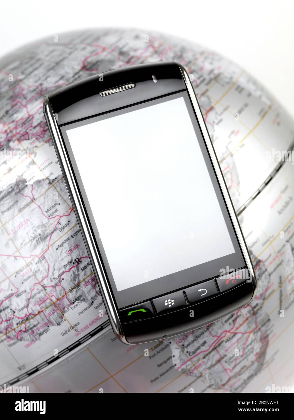 A mobile phone isolated against a white background Stock Photo - Alamy