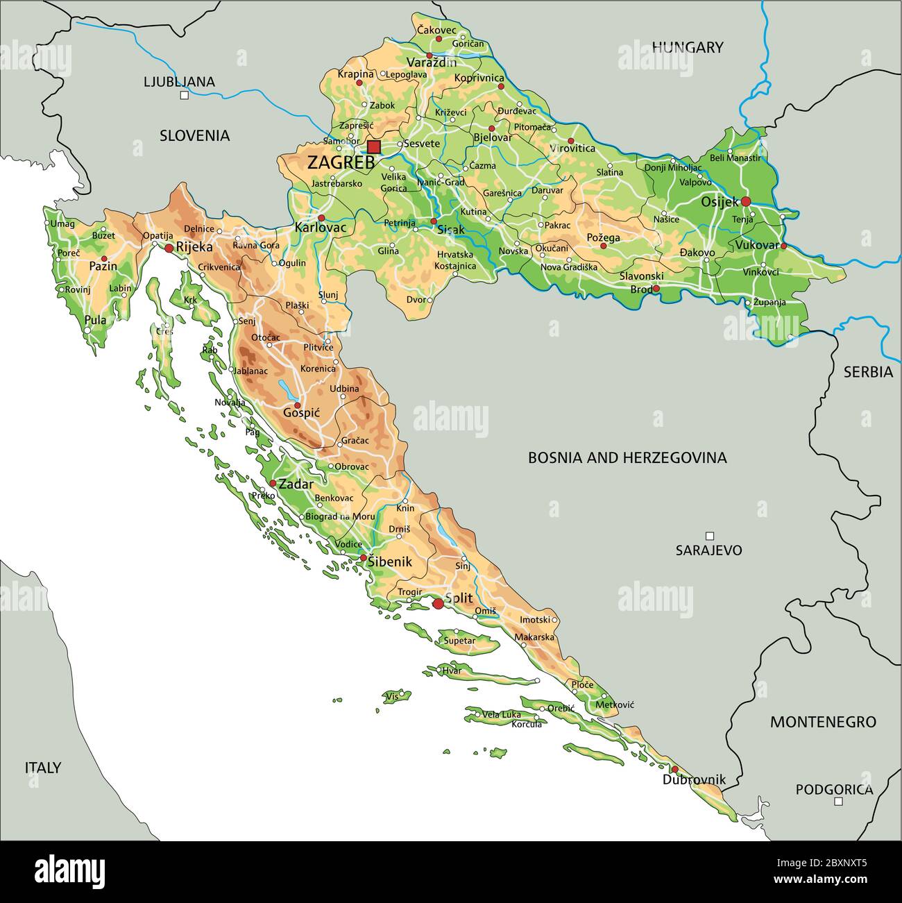 Relief map croatia relief hi-res stock photography and images - Alamy