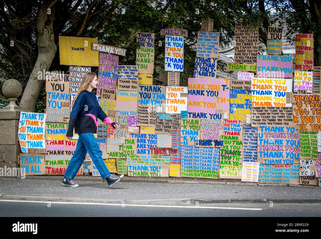 Hermione Wilson walks past a new artwork at Jupiter Artland, Edinburgh ...