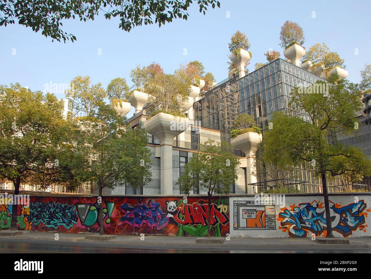 1000 Trees Complex in Shanghai, China. 1000 Trees is a tree-covered ...