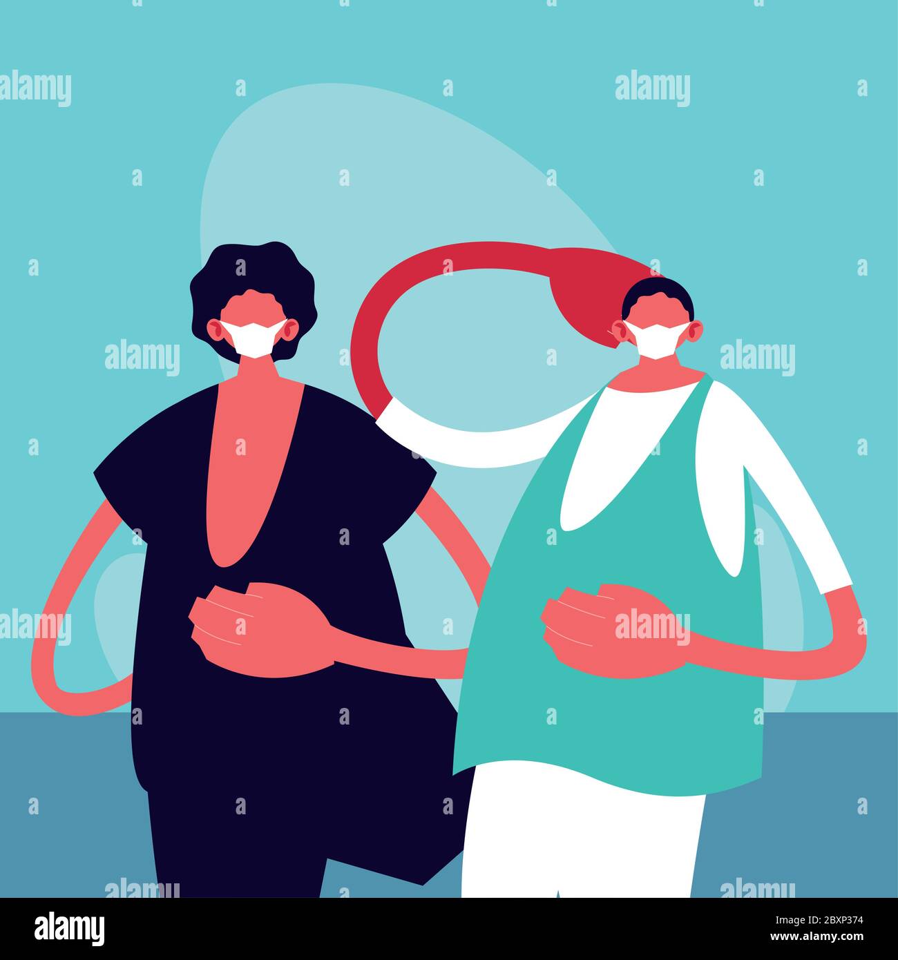 Urban men cartoons with masks and casual cloth design of Medical care ...