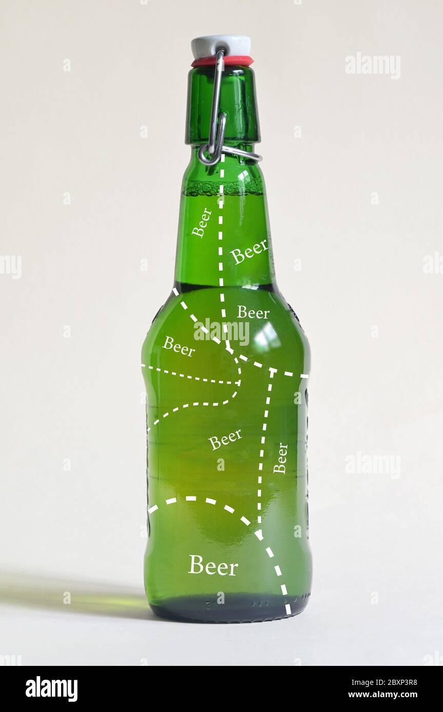 Anatomy of Bottle Beer with Dotted Lines Stock Photo - Alamy