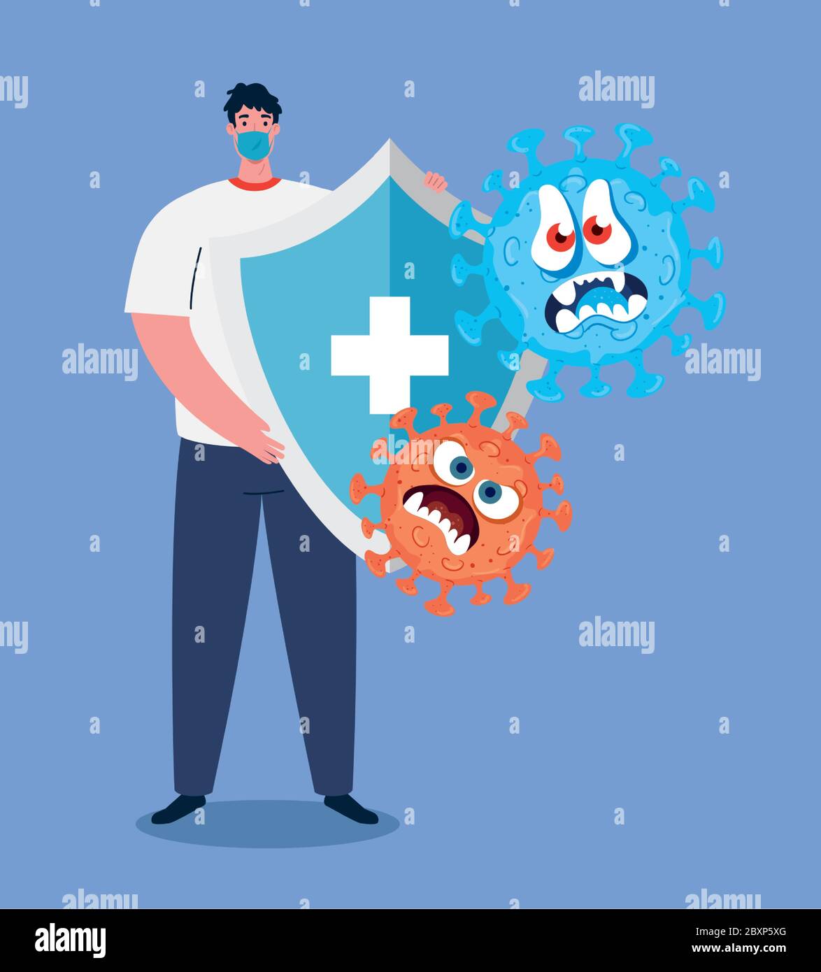 fight against coronavirus, man wearing medical mask, emoji covid 19 ...