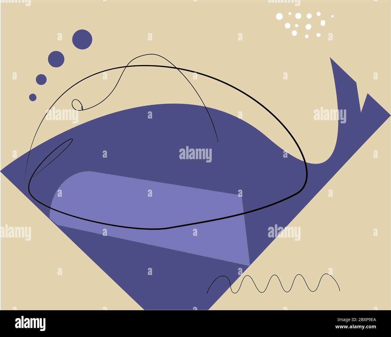 Abstract surreal illustration with whale in sea. Vector art Stock ...