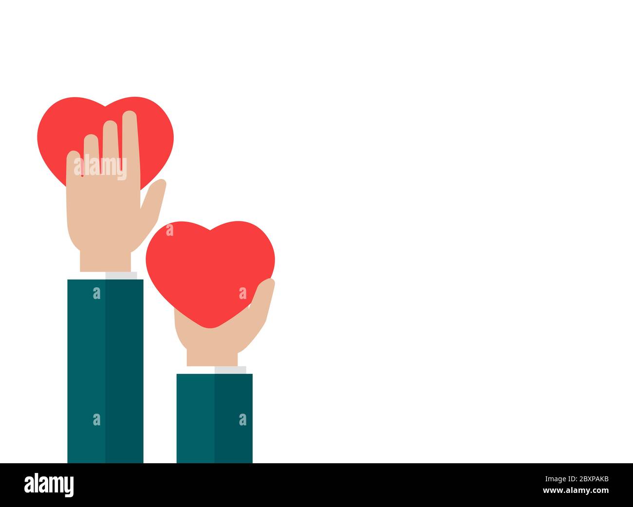 Hands holding red heart on white background. charity, philanthropy ...