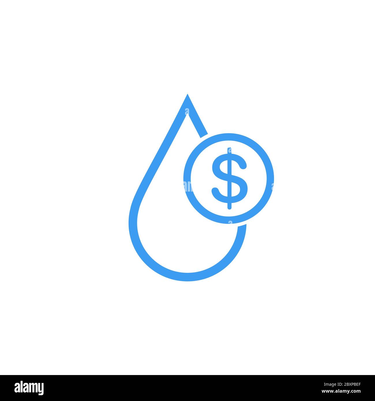 Water cost and save icon. Blue dollar symbol in water drop sign. Stock ...