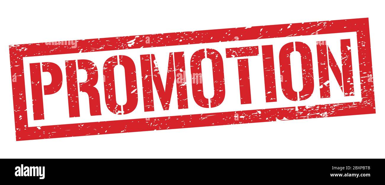PROMOTION red rectangle stamp Stock Photo - Alamy