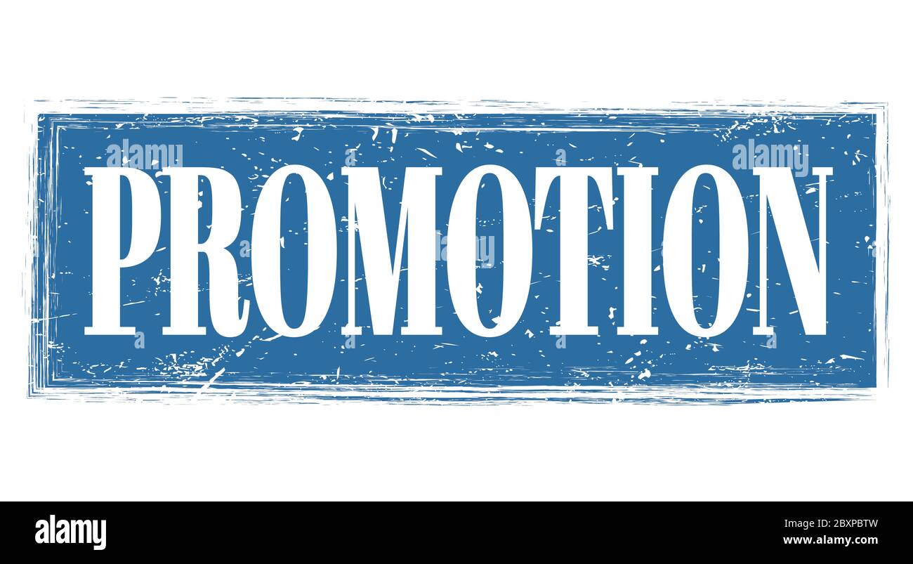 PROMOTION blue rectangle stamp Stock Photo - Alamy