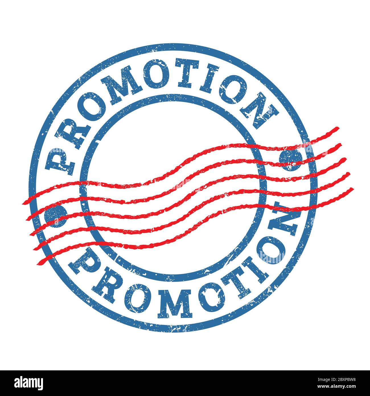 PROMOTION blue red round stamp Stock Photo - Alamy