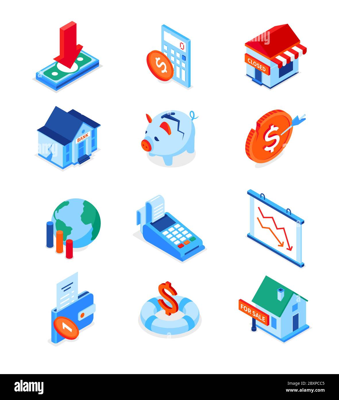 Financial crisis isometric icon hi-res stock photography and images - Alamy