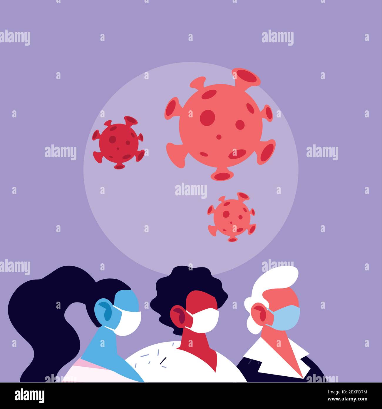 People cartoons with masks design of Covid 19 virus theme Vector ...
