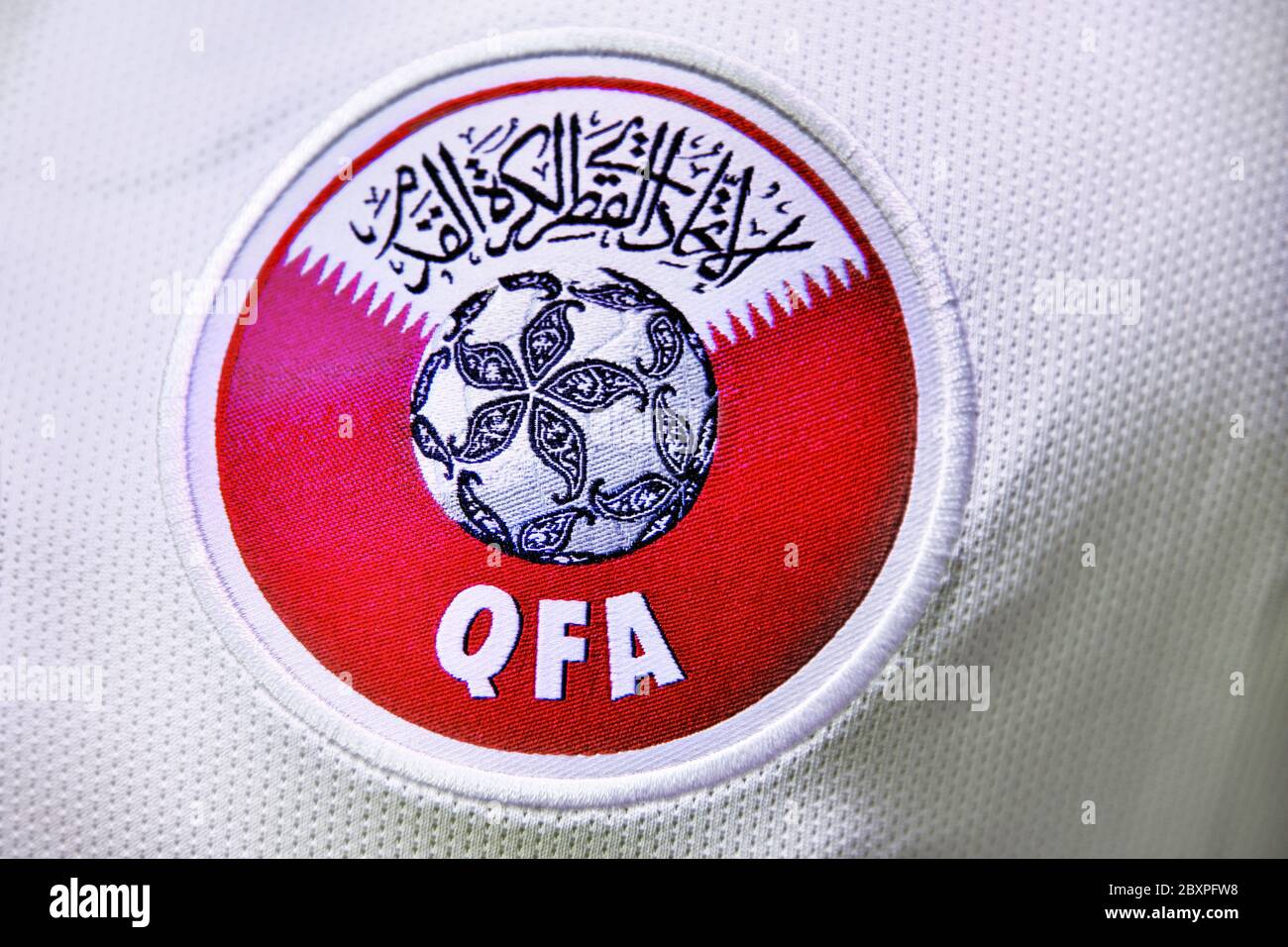 Moscow, Russia - July 14, 2018: The emblem of the Qatar Football ...