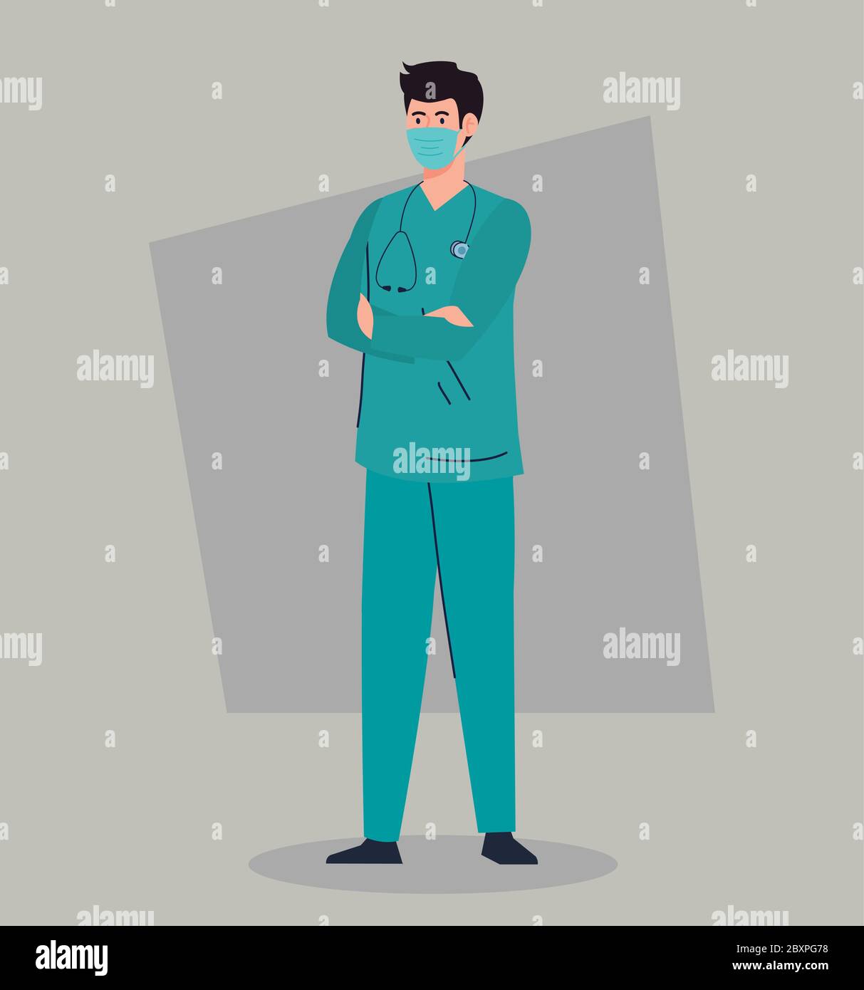 paramedic using face mask during covid 19 Stock Vector Image & Art - Alamy