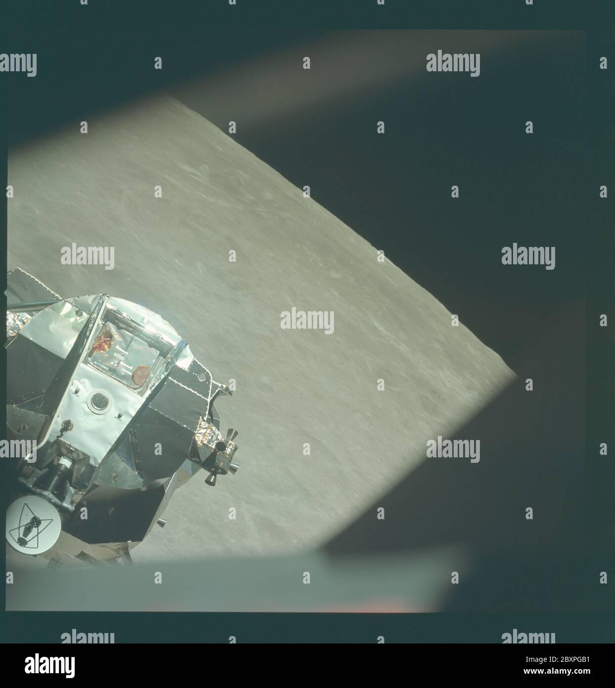 AS10-34-5116 - Apollo 10 - Apollo 10 Mission image - LM approaching CSM ...